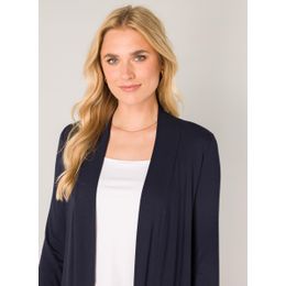 Strickjacke Base Level "Yayla", Damen, Gr. 42, blau (navy dunkelblau), Strick, Obermaterial: 94% Viskose, 6% Elasthan, unifarben, figurumspielend h&uuml;ftlang, tiefer Rundhals, angesetztes B&uuml;ndchen, Strickjacken Strickjacke, In elastischem Feinstrick