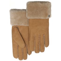 Lederhandschuhe Pearlwood "Emma", Damen, Gr. 7, braun (cognac), Schafsleder, unifarben, Handschuhe, Atmungsaktiv, W&auml;rmeregulierend, Wind - und Wasserabweisend