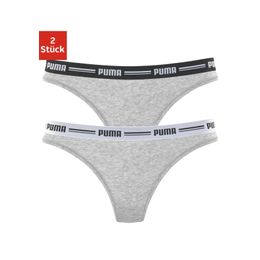String Puma "Iconic", Damen, Gr. XL, grau (grau, meliert), Obermaterial: 57% Baumwolle, 38% Modal, 5% Elasthan, unifarben, Unterhosen, mit weichem Logobündchen