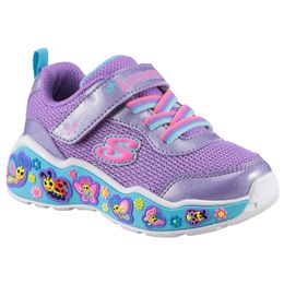 Lauflernschuh Skechers "PLAY SCENE-FUN SQUAD", Baby, Gr. 21, lila (lila kombiniert), Lederimitat, Mesh, animal-print, kontrastfarbene Details, Schuhe Lauflernschuh, Sneaker mit bunten Motiven verziert, Gr&ouml;&szlig;enschablone zum Download