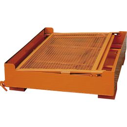 Eichinger Arbeitsb&uuml;hne, zerlegbar, Aufnahme breite Seite, ohne Rollen, orange RAL 2004