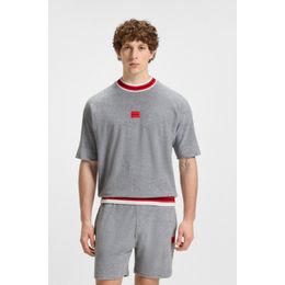 Sweatshirt HUGO UNDERWEAR "JAXON", Herren, Gr. XXL, grau (medium grau 036), Sweatware, Obermaterial: 70% Baumwolle, 30% Polyester, meliert, relaxed fit, Rundhals, Sweatshirts Sweatshirt, kontrastfarbene Details, relaxed fit, kurze &Auml;rmel