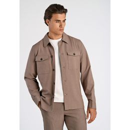 Hemdjacke LINDBERGH "LINDBERGH Hemdjacke", Herren, Gr. L, beige (beige mix), Oberstoff: 35% Polyester (recycelte Fasern), 31% Viskose, 30% Polyester, 4% Elasthan, lässig geschnitten, Jacken