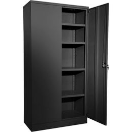 eurokraft basic Stahlschrank Nilas, mit 4 Fachb&ouml;den, HxBxT 1950 x 915 x 421 mm, tiefschwarz