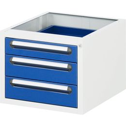 Arbeitstisch mit Schubladenschrank, Unterbau-Container mit 3 Schubladen 1 x 90, 2 x 120 mm, BxT 1000 x 1000 mm, B-Platte, St&auml;rke 25 mm kaiserkraft