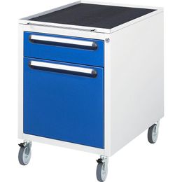 Arbeitstisch mit Schubladenschrank, Roll-Container mit 2 Schubladen 1 x 120, 1 x 360 mm, BxT 1000 x 1000 mm, M-Platte, St&auml;rke 22 mm kaiserkraft