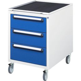 Arbeitstisch mit Schubladenschrank, Roll-Container mit 3 Schubladen 2 x 150, 1 x 180 mm, BxT 1000 x 800 mm, B-Platte, St&auml;rke 25 mm kaiserkraft
