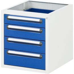 Arbeitstisch mit Schubladenschrank, Unterbau-Container mit 4 Schubladen 1 x 90, 2 x 120, 1 x 140 mm, BxT 1000 x 800 mm, B-Platte, St&auml;rke 25 mm