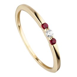 Fingerring Jobo "Ring mit Rubin und Zirkonia" Gr. 50, gold (gelbgold 333), Fingerringe, Damen, 50, Gelbgold 333, Fingerring, 333 Gold