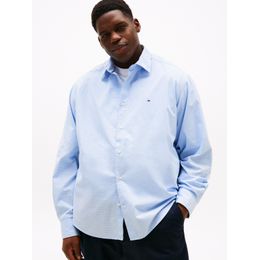 Tommy Hilfiger Big & Tall Langarmhemd "BT-FLEX POPLIN MINI PNT RF SRT-B", Herren, Gr. 3XL, N-Gr, blau (cloudy blau), Web, Obermaterial: 100% Baumwolle, TOMMY HILFIGER BIG & TALL, gemustert, mehrfarbig, regular fit normal, Rundhals, eingesetzt,&Auml;rmel mit &Auml;rmelschlitz 1-Knopf-Manschette mit Schlitz, Hemden, Gro&szlig;e Gr&ouml;&szlig;en