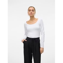Véro Moda Langarmshirt VERO MODA "VMLULU LS U-NECK TOP JRS GA NOOS", Damen, Gr. XS, weiß (hellweiß), Jersey, Obermaterial: 95% Baumwolle, 5% Elasthan, unifarben, normal, Rundhals, Shirts Langarmshirt
