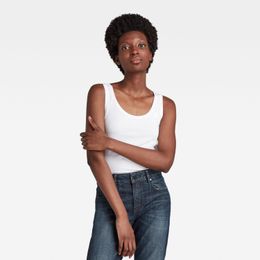 G-Star Raw Tanktop G-STAR, Damen, Gr. XS (34), wei&szlig;, Jersey, Obermaterial: 95% Baumwolle, 5% Elasthan, unifarben, figurbetont normal, tiefer Rundhals, Tops Tanktop, mit dezenter Stickerei