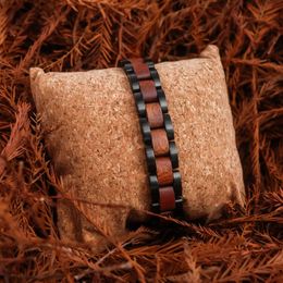 Holzkern Armband Dreiklang (Mahagoni/Schwarz), Naturholz, Damen und Herren, gr&ouml;&szlig;enverstellbar