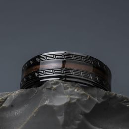 Holzkern Numerary Ring Grau und Walnuss