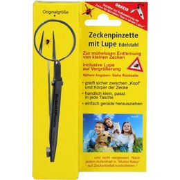 Zeckenpinzette Chirurgenstahl mit Lupe 1 St