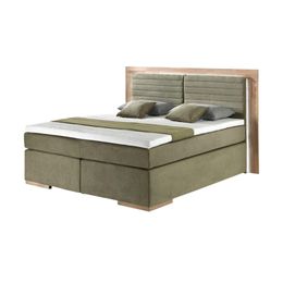 U.N.O uno Massivholz-Boxspringbett mit LED-Beleuchtung Marlow grün Maße (cm): B: 210 H: 130 Betten > Betten nach Art > Boxspringbetten » DeinBett