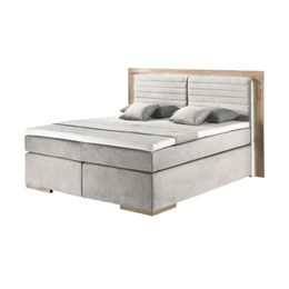 U.N.O uno Massivholz-Boxspringbett mit LED-Beleuchtung Marlow beige Maße (cm): B: 230 H: 130 Betten > Betten nach Art > Boxspringbetten » DeinBett