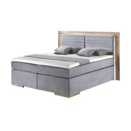 U.N.O uno Massivholz-Boxspringbett mit LED-Beleuchtung Marlow grau Maße (cm): B: 190 H: 130 Betten > Betten nach Art > Boxspringbetten » DeinBett