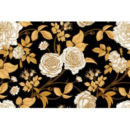 papermoon Fototapete "BLUMEN ABSTRAKT-MUSTER DESIGN ROSEN DEKO VINTAGE RETRO", B/L: 4mm x 2,6mm, Bahnen: 8 Stk. St., bunt, Schlafzimmer, Tapeten