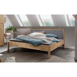 Massivholzbett Home Affaire, B:185cm H:90cm L:186cm, braun, Felt: 70% Wolle, 30% Polyester, Betten, "Huven Doppelbett, Holzbett, hohe Belastbarkeit: