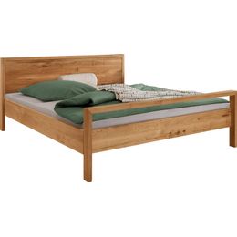 Massivholzbett Home Affaire, B:145cm H:90cm L:208cm, beige, Betten, "Huven, hohe Belastbarkeit: 200kg je Seite", komplett aus massiver Eiche,