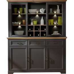 Vitrine Innostyle, B:166cm H:204cm T:48cm, grau, Holzwerkstoff, MDF, Wohnzimmer, Schränke, "Jasmin", 2-teilig