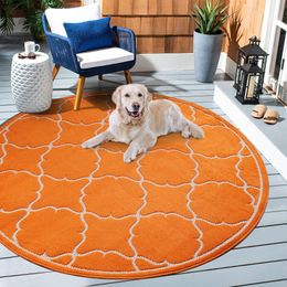 Teppich Sanat, H:6mm &Oslash;:200cm, orange, Kunstfaser, Wohnzimmer, Teppiche, "Berlin", In -und Outdoor geeignet, robust und pflegeleicht