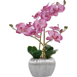 Kunstpflanze Home Affaire, B:13cm H:38cm T:6,5cm, lila, Keramik, Kunststoff, Polyester, Badezimmer, Kunstpflanzen, "Orchidee", Kunstorchidee, im Topf