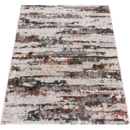 Hochflor-Teppich Paco Home, B:200cm H:34mm L:280cm, bunt, Polyester, Teppiche, "Vincenza 283", kuschelig, modernes Streifen Design, Hoch-Tief Effekt,