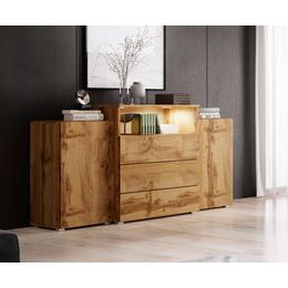 Sideboard Inosign, B:150cm H:80,7cm T:39cm, braun, Wohnzimmer, Sideboards, "URBAN III", Moderne Kommode mit 3 Schubladen und 4 Fächern, Breite 150 cm