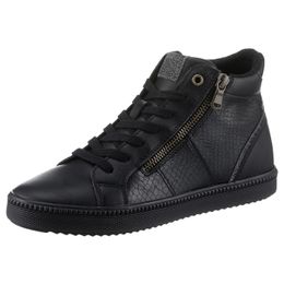 Geox Damen Sneaker "D BLOMIEE B", Gr. 35, schwarz, Lederimitat, Reptilienprägung, Schuhe, High Top Sneaker, Schnürboots, Winterboots mit