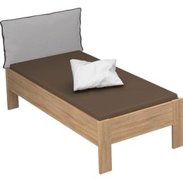 Futonbett Rauch, B:96cm H:107cm L:208cm, braun, Betten, "Aditio", Kopfteil Webstoff mit abgesetztem Keder