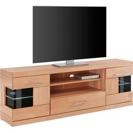 Lowboard Home Affaire, B:160cm H:55cm T:35cm, beige, Holz teilmassiv, Wohnzimmer, Sideboards, "Ribe,160cm breit,55cm hoch,Oberplatte massiv", Korpus