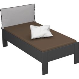 Futonbett Rauch, B:96cm H:107cm L:208cm, grau, Betten, "Aditio", Kopfteil Webstoff mit abgesetztem Keder