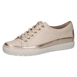 Caprice Damen Plateausneaker, Gr. 39, beige, Leder, metallic, Schuhe, Freizeitschuh, Halbschuh, Schnürschuh mit gepolstertem Schaftrand