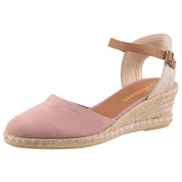 VERBENAS Damen Sandalette "MALENA SERRAJE", Gr. 38, rosa, Textil, Veloursleder, Schuhe, Sommerschuh, Riemchensandale, Urlaubschuh mit Keilabsatz