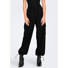 Only Damen Cargohose "ONLCASHI CARGO PANT WVN NOOS", schwarz, Gr. S, unifarben, Web, Obermaterial: 70% Baumwolle, 30% Polyester, Hosen