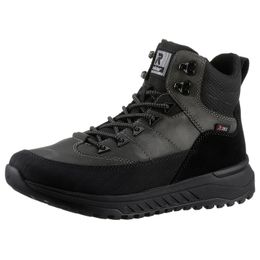 RIEKER SPORT Herren Winterboots, Gr. 40, grau, Leder, Textil, Schuhe, Schneeboots, Outdoorstiefelette mit Fiber Grip-Laufsohle