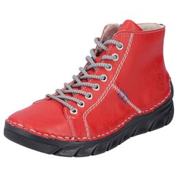 Rieker Damen Schnürboots, Gr. 36, rot, Lederimitat, Schuhe, Schnürstiefelette, High Top Sneaker, Schnürschuh mit Kontrastnaht