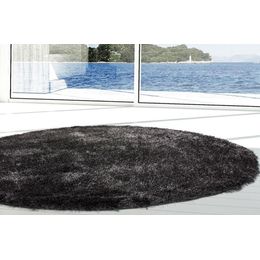 Hochflor-Teppich Kayoom, H:45mm &Oslash;:160cm, grau, Kunstfaser, Teppiche, "Diamond 700", weiche Microfaser, Langflor, Shaggy, Melange, Wohnzimmer