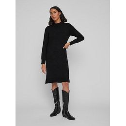 Vila Damen Strickkleid "VIRIL CREW NECK L/S MIDI DRESS - NOOS", schwarz, Gr. S, unifarben, Feinstrick, Obermaterial: 50% Viskose, 27% Nylon, 23%