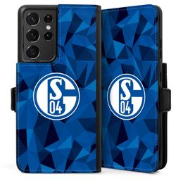 DeinDesign Galaxy S21 Ultra 5G Handy Klapph&uuml;lle Handyh&uuml;lle aus Kunst Leder schwarz Flip Case Camouflage Fc Schalke 04 Muster Sideflip mit Lasche