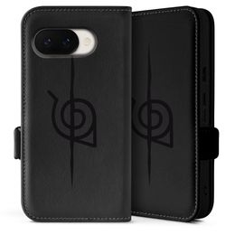 DeinDesign Google Pixel 9a Handy Klapph&uuml;lle Handyh&uuml;lle aus Kunst Leder schwarz Flip Case Konoha Sasuke Naruto Shippuden Sideflip mit Lasche