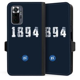 DeinDesign Xiaomi Redmi Note 10 Pro Handy Klapph&uuml;lle Handyh&uuml;lle aus Kunst Leder schwarz Flip Case Karlsruher Sc Ksc Bundesliga Sideflip mit langer Lasche