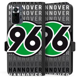 DeinDesign Xiaomi Redmi Note 10 Pro Handy Klapph&uuml;lle Handyh&uuml;lle aus Kunst Leder schwarz Flip Case Official Licensed Product H96 Hannover 96 Sideflip mit langer 