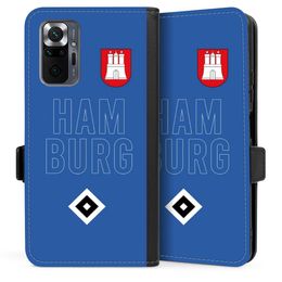 DeinDesign Xiaomi Redmi Note 10 Pro Handy Klapph&uuml;lle Handyh&uuml;lle aus Kunst Leder schwarz Flip Case Official Licensed Product Hamburg Hamburger Sv Sideflip mit 