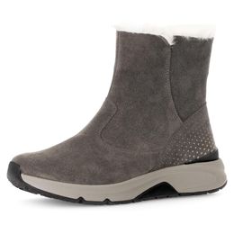 Damen Winterboots, Gabor Rollingsoft, Gr. 37, grau, Veloursleder, Schuhe, Keilabsatz, Stiefelette mit der typischen rollingsoft-Laufsohle