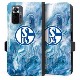DeinDesign Xiaomi Redmi Note 10 Pro Handy Klapph&uuml;lle Handyh&uuml;lle aus Kunst Leder schwarz Flip Case Merchandise Fc Schalke 04 Logo Sideflip mit langer Lasche