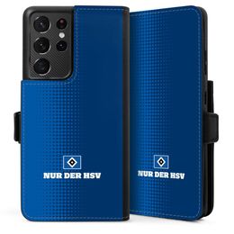 DeinDesign Galaxy S21 Ultra 5G Handy Klapph&uuml;lle Handyh&uuml;lle aus Kunst Leder schwarz Flip Case Hsv Logo Official Licensed Product Sideflip mit Lasche