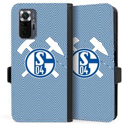 DeinDesign Xiaomi Redmi Note 10 Pro Handy Klapph&uuml;lle Handyh&uuml;lle aus Kunst Leder schwarz Flip Case Stripes Fc Schalke 04 Bundesliga Sideflip mit langer Lasche